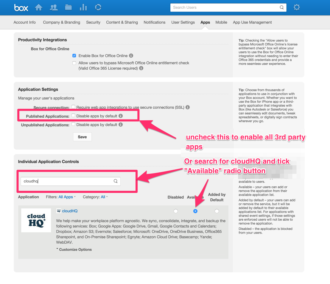 How to enable cloudHQ (third-party application) in Box Enterprise ... How to enable cloudHQ (third-party application) in Box Enterprise ...